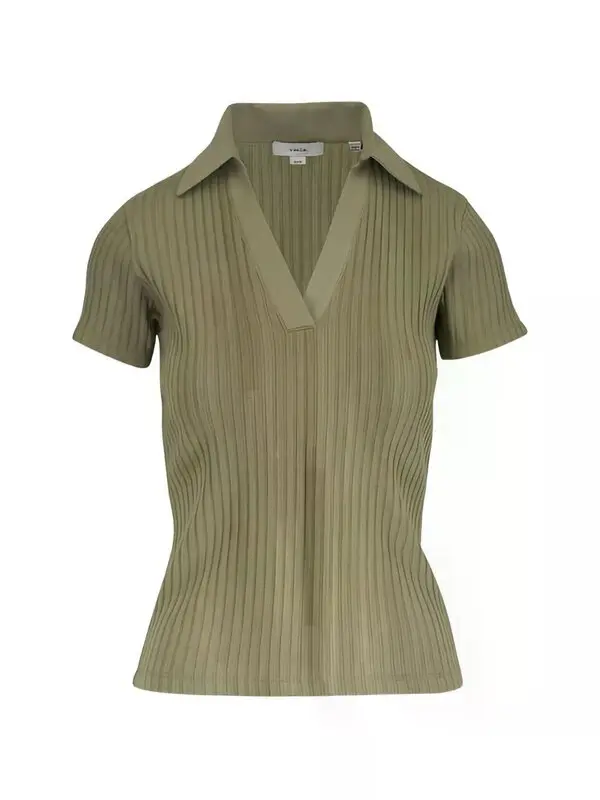 Vince Ribbed Collared T-shirt - Green