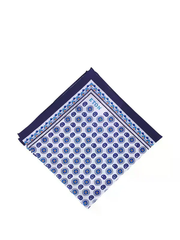 Eton Paisley Linen Pocket Square - White