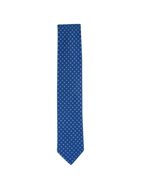 Eton Medallion Woven Silk Necktie - Blue