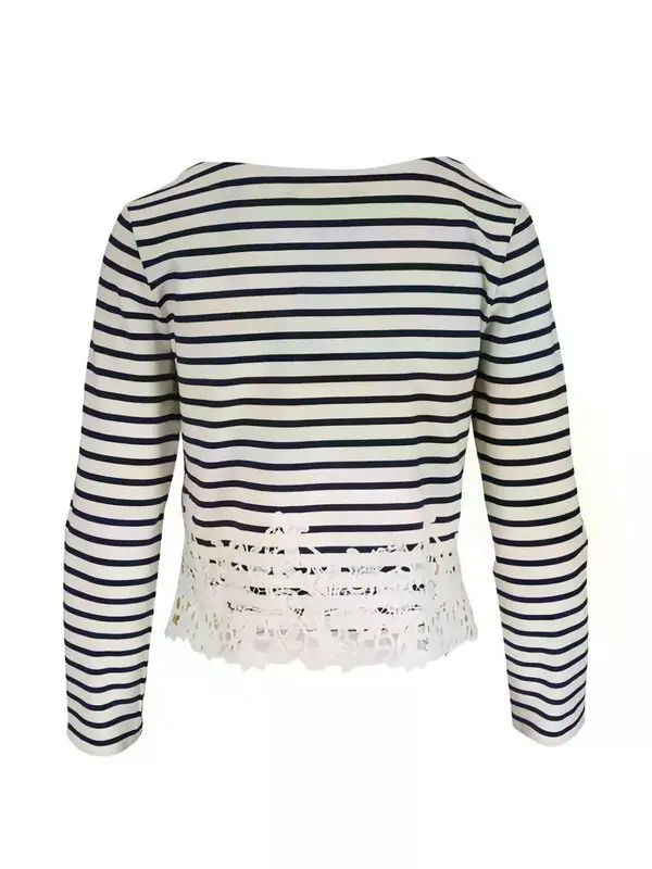 Veronica Beard Striped Lace Blouse
