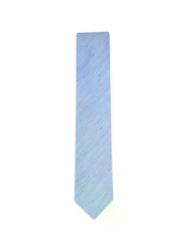 Eton Solid Woven Linen Silk Tie - Blue