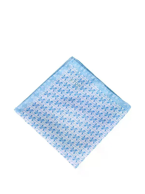 Eton Floral-detail Pocket Square - Blue