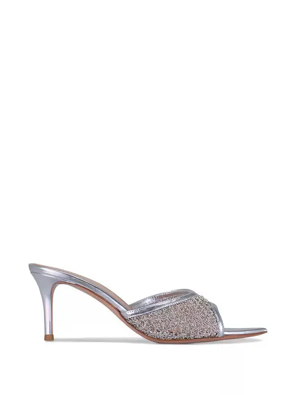 GIANVITO ROSSI Dorotea Mesh Sandals - Silver