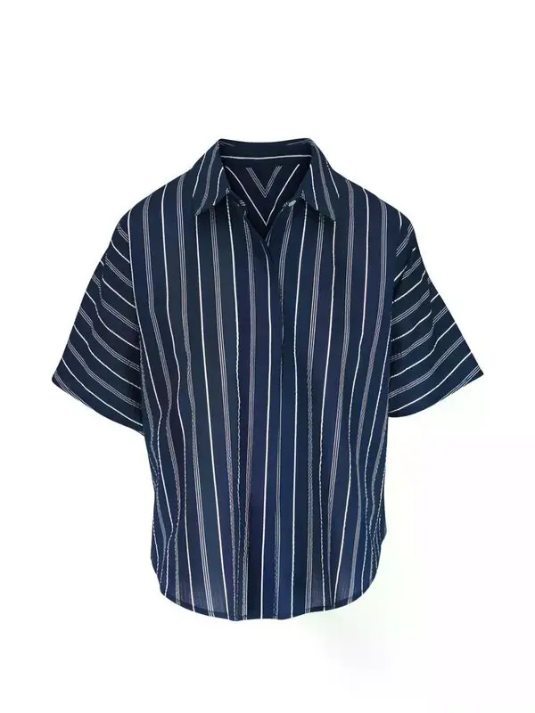 Zero + Maria Cornejo Striped Polo Collar Shirt
