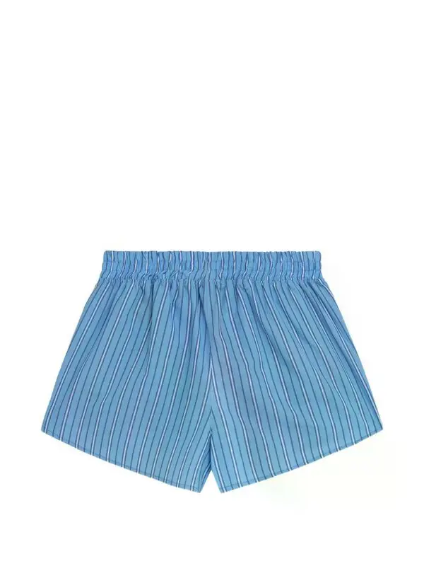 A PAPER KID Striped Cotton Shorts - Blue