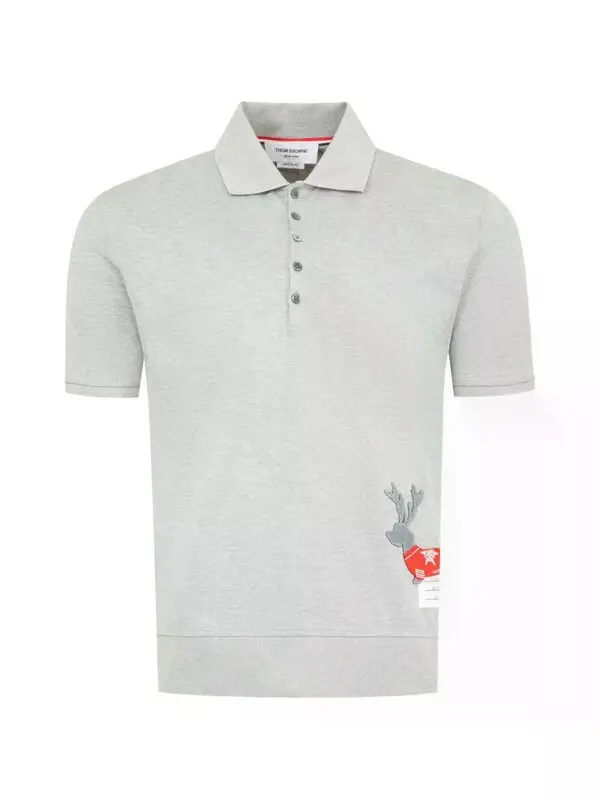 Thom Browne Reindeer-detail Polo Shirt - Grey