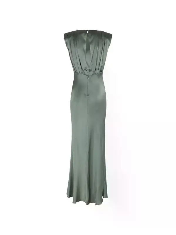 SEMICOUTURE Draped Detail Maxi Dress - Green