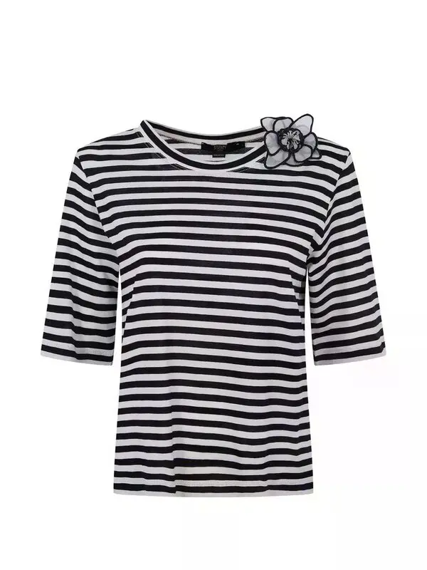 Seventy Floral-detail Striped T-shirt