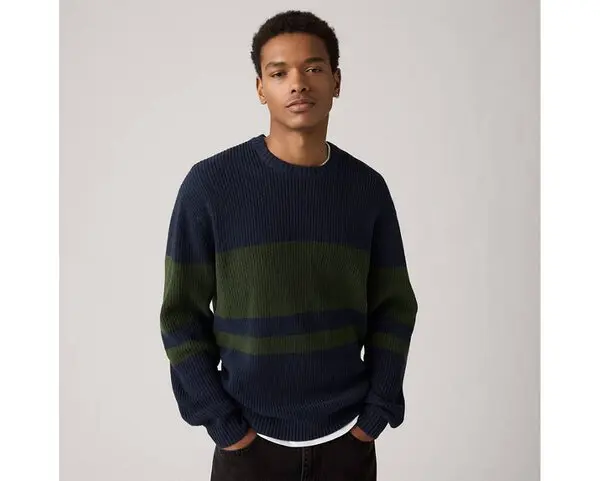 LEVI'S Alamo Crewneck Sweater - Lysander Stripe Navy Blazer