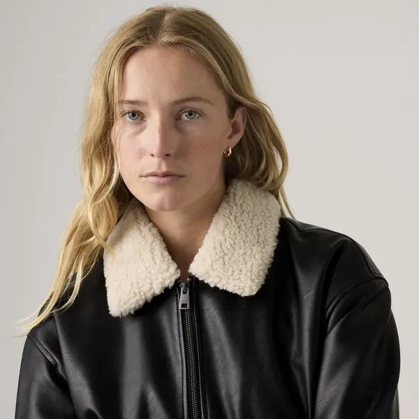 LEVI'S Faux Leather Sherpa Collar Bomber Jacket