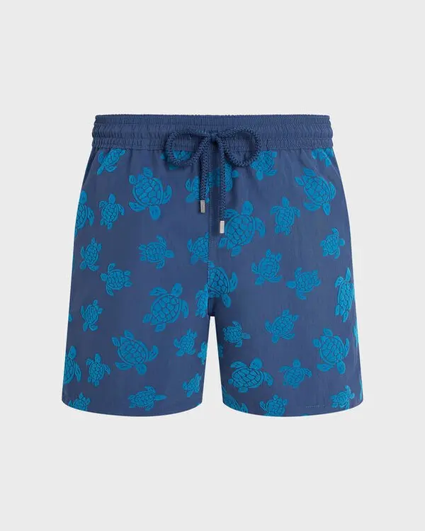 Vilebrequin Flocked Ronde Des Tortues Moorea Swim Trunks - Blue