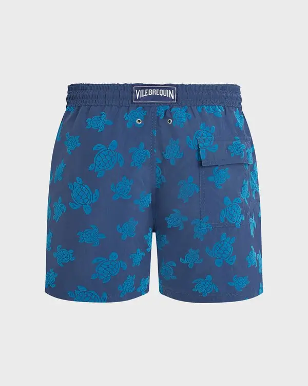 Vilebrequin Flocked Ronde Des Tortues Moorea Swim Trunks - Blue