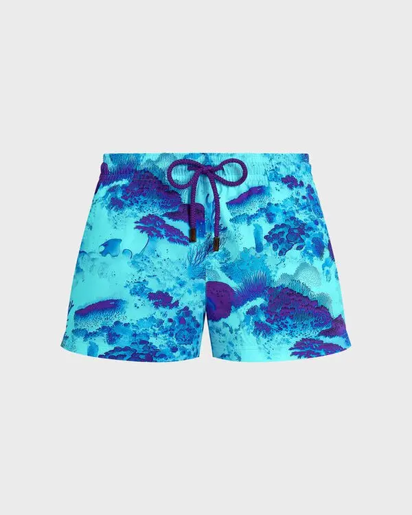 Vilebrequin Stretch Swim Shorts Coral Reef Shorty Fabya - Blue