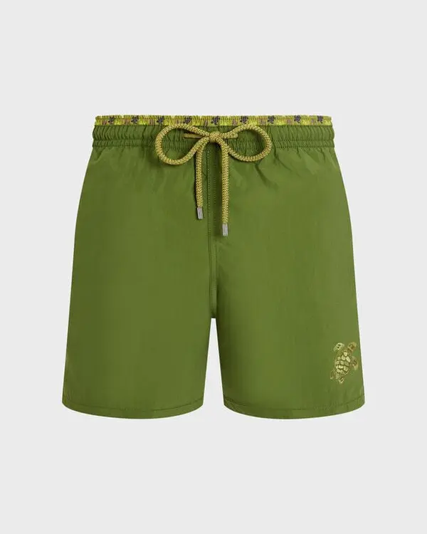 Vilebrequin Bicolor Micro Ronde Des Tortues Swim Shorts - Green