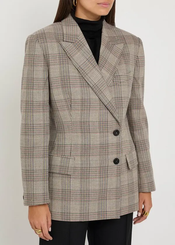ANINE BING Checked Wool Blazer - Multicoloured