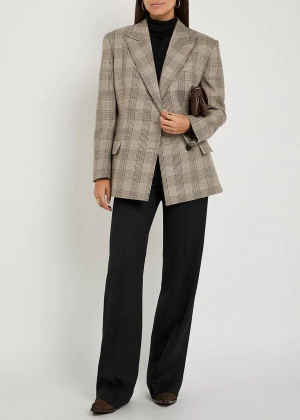 ANINE BING Checked Wool Blazer - Multicoloured