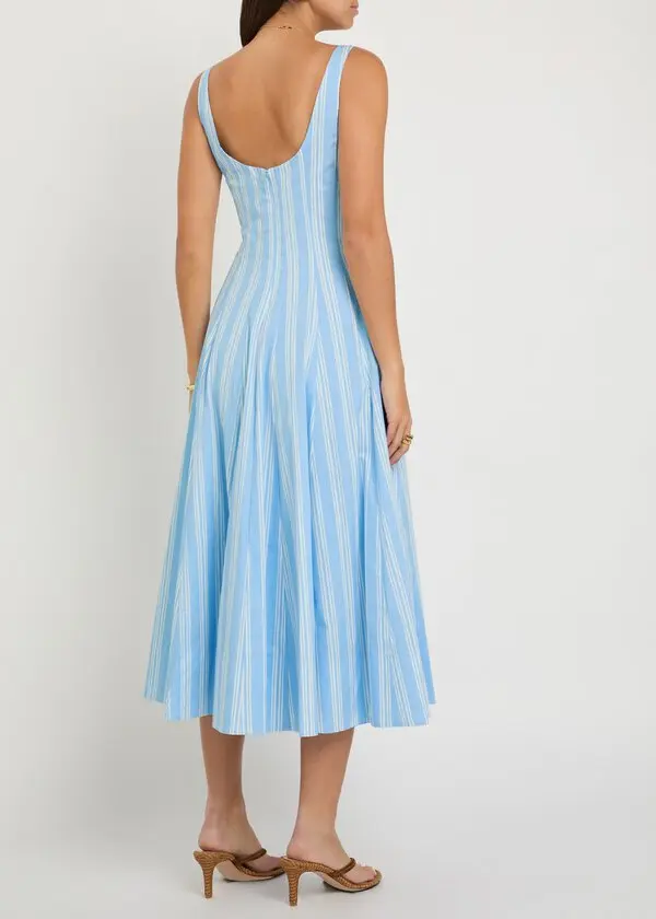 Staud Wells Striped Stretch-cotton Midi Dress