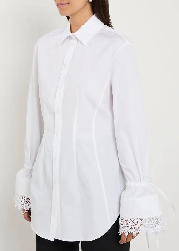 Erdem Lace-trimmed Cotton-poplin Shirt
