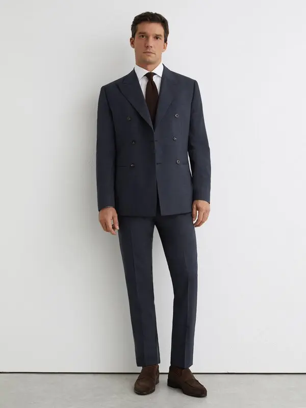 REISS Db Fibre Db Wool Textured Double-breasted Blazer Tailored-fit