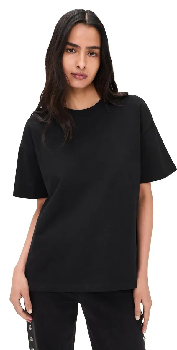 Good American Cotton Oversized Tee - Black001