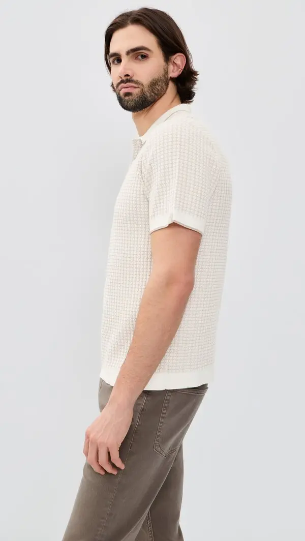 Rag & Bone Harvey Rib Polo - Chalk