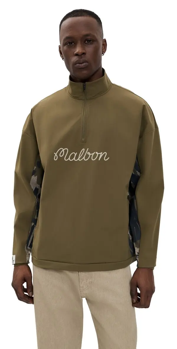 MALBON Tour Divot Performance Quarter Zip Jacket - Bark Camo