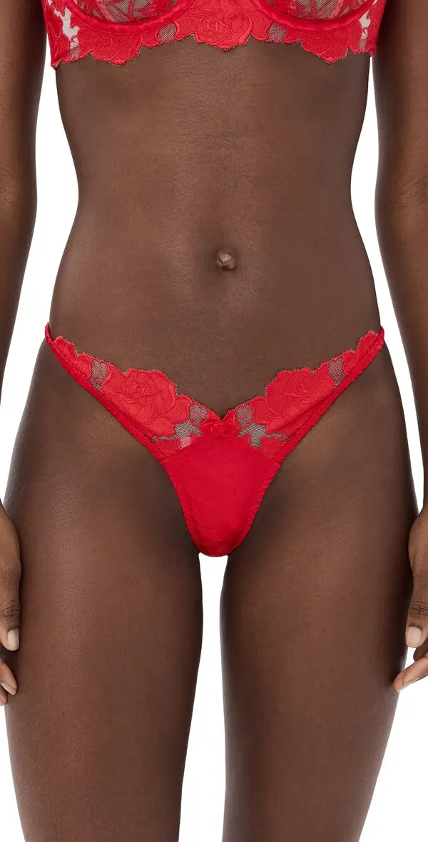 For Love & Lemons Love Is A Rose Thong Panties - Red