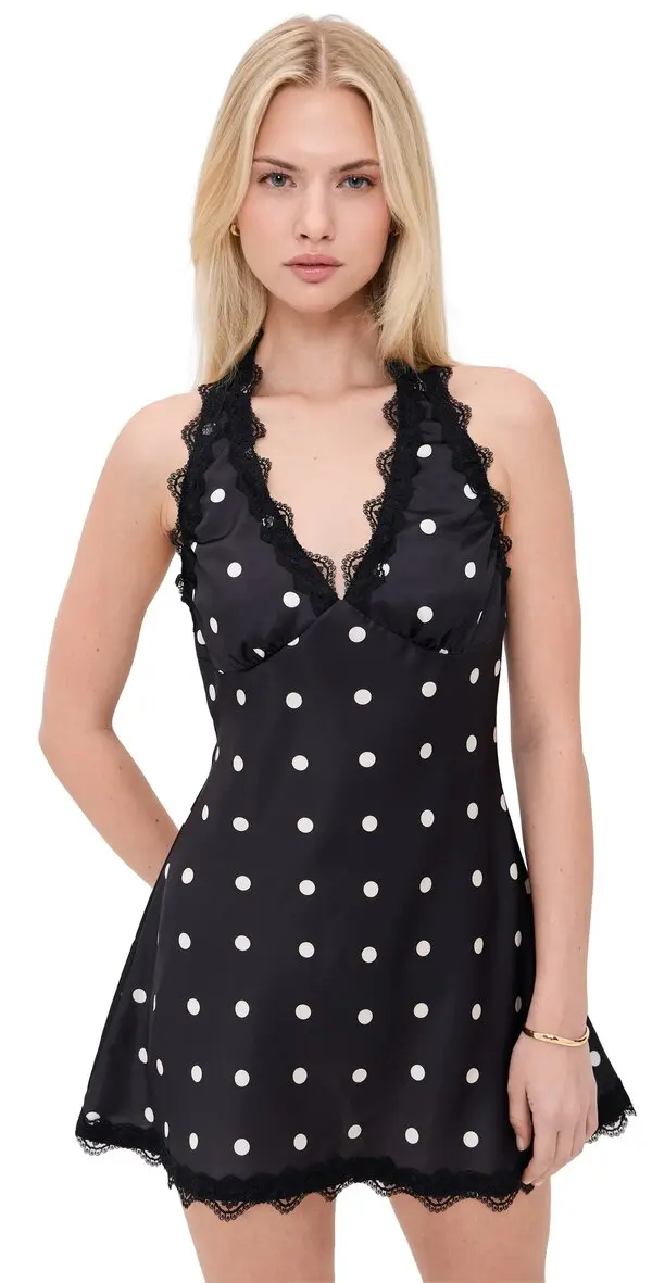 Lioness Stars Align Mini Dress - Noir Polka