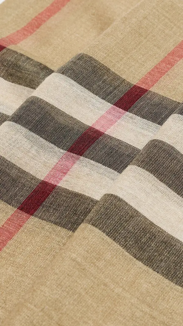 Burberry Wide Check Wool Silk Gauze Scarf