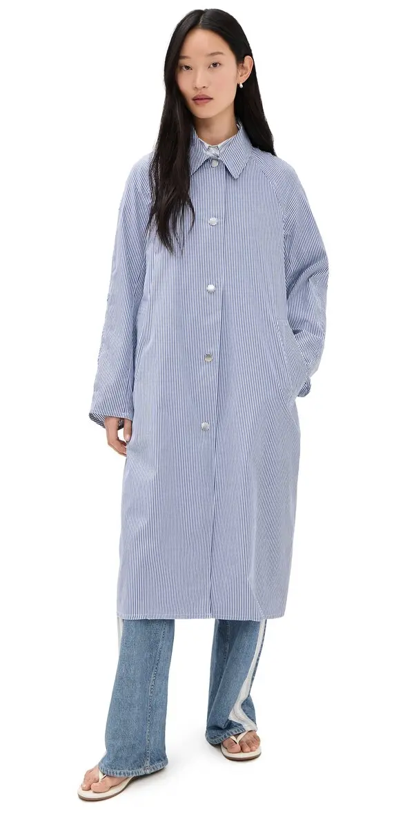 Rag & Bone Gayle Stripe Poplin Trench - Blue Stripe