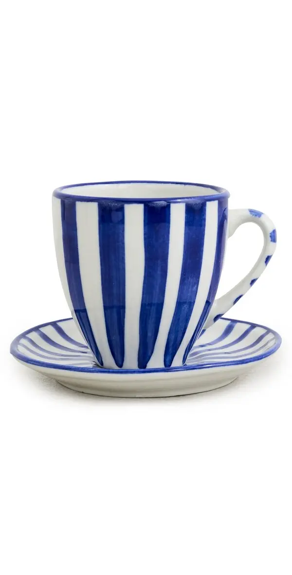 Carolina K Coffee Pot And Saucer Set - Blue