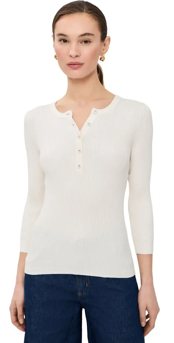 TWP 3/4 Sleeve Ribbed Henley