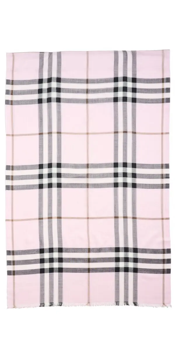 Burberry Giant Check Gauze Scarf - Pale Candy Pink