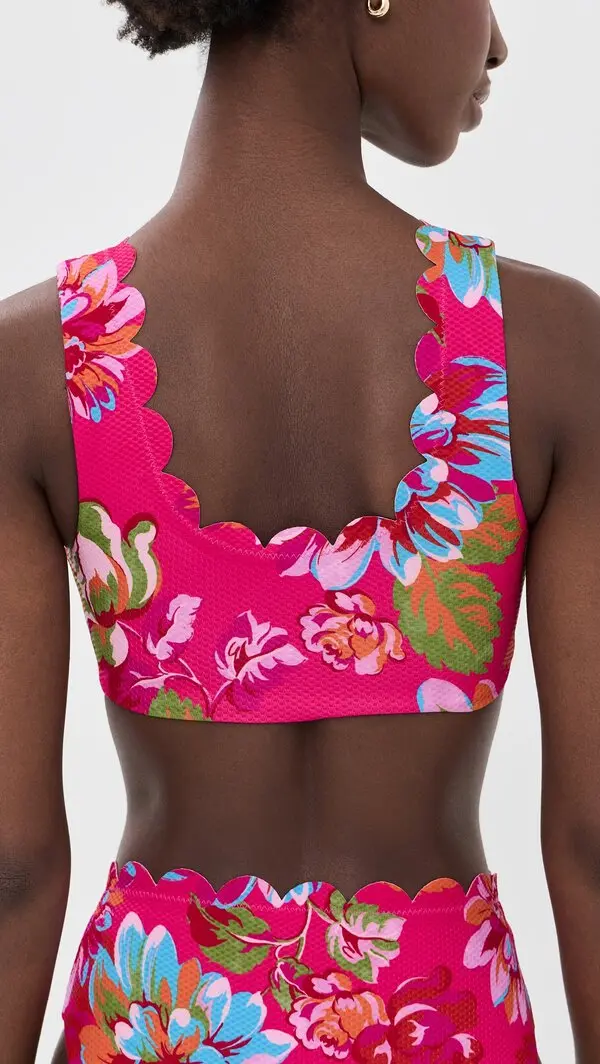 Beach Riot Madison Bikini Top Floral Print Scalloped Trim - Sugar Bloom