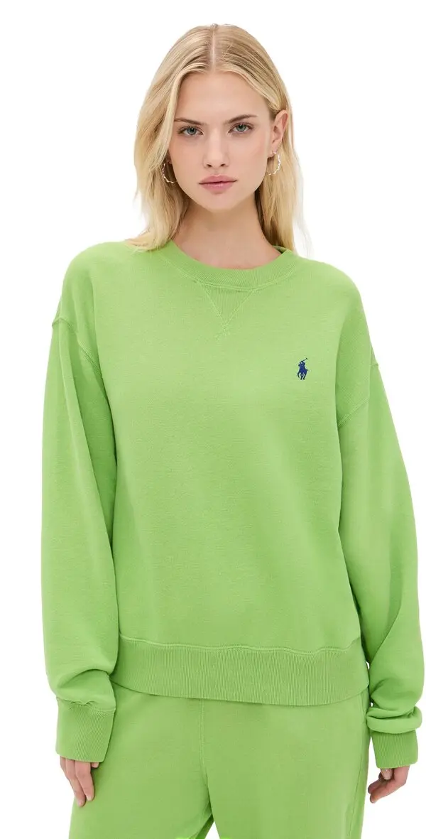 Polo Ralph Lauren Island Fleece Knit Long Sleeve Crew Neck Sweater - Parakeet Green