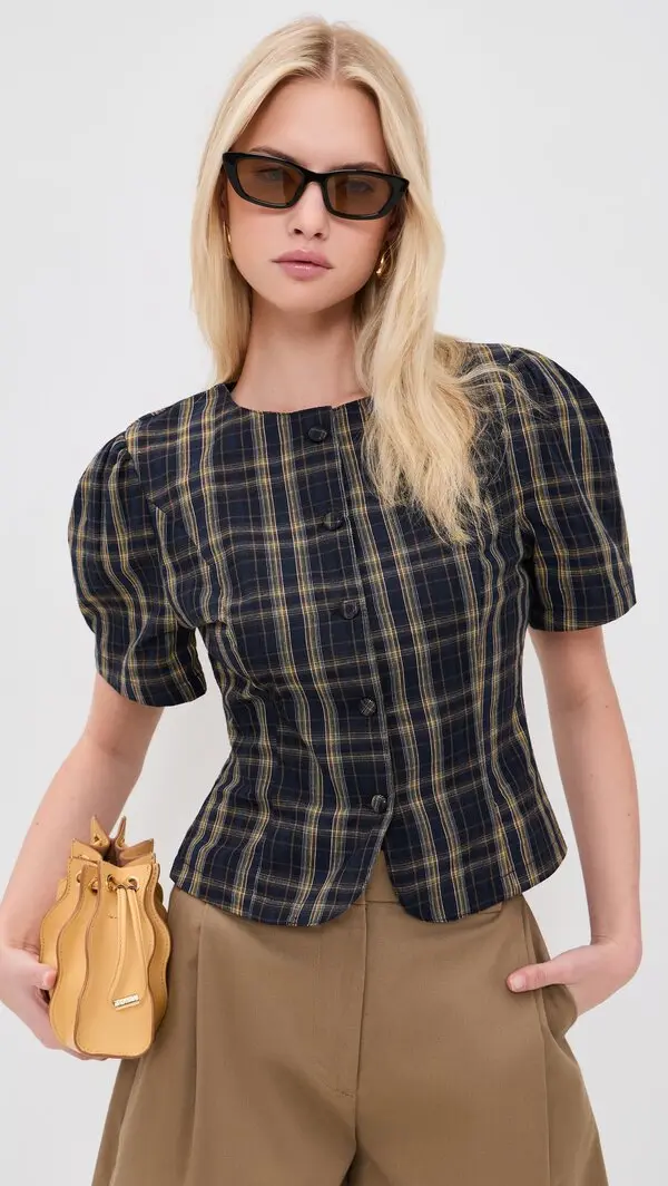 Lioness Femme Plaid Blouse