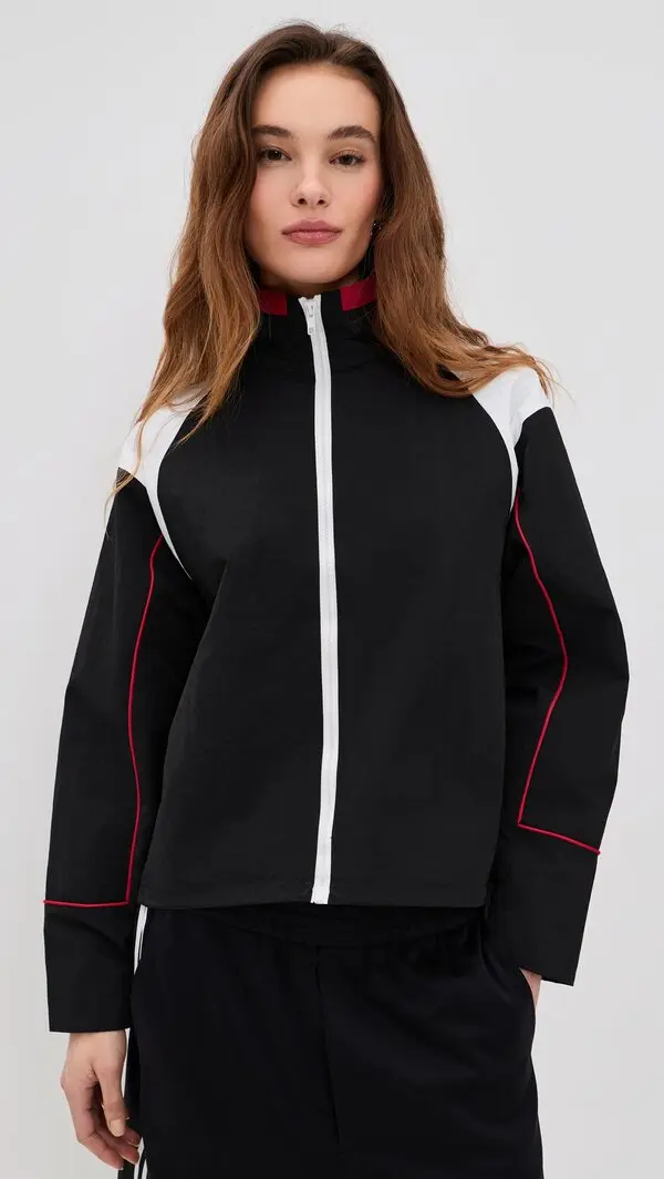 Lioness Shoreline Technical Windbreaker Jacket With Contrast Piping - Noir