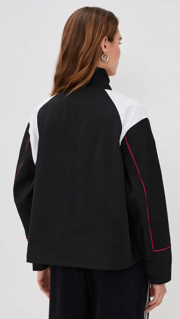Lioness Shoreline Technical Windbreaker Jacket With Contrast Piping - Noir
