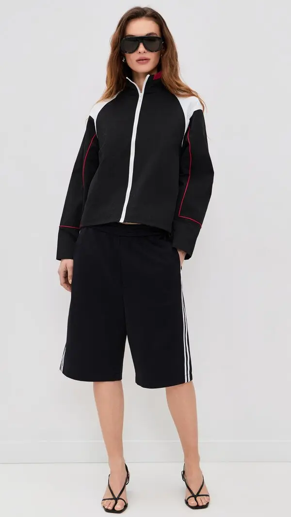 Lioness Shoreline Technical Windbreaker Jacket With Contrast Piping - Noir