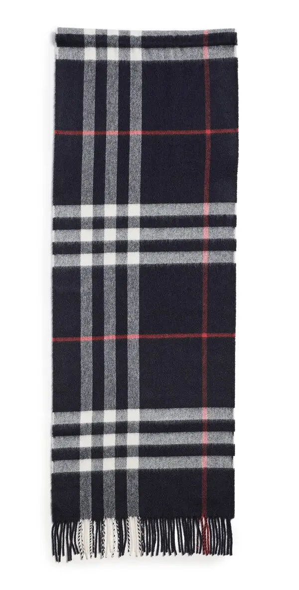 Burberry Giant Check Cashmere Scarf - Navy