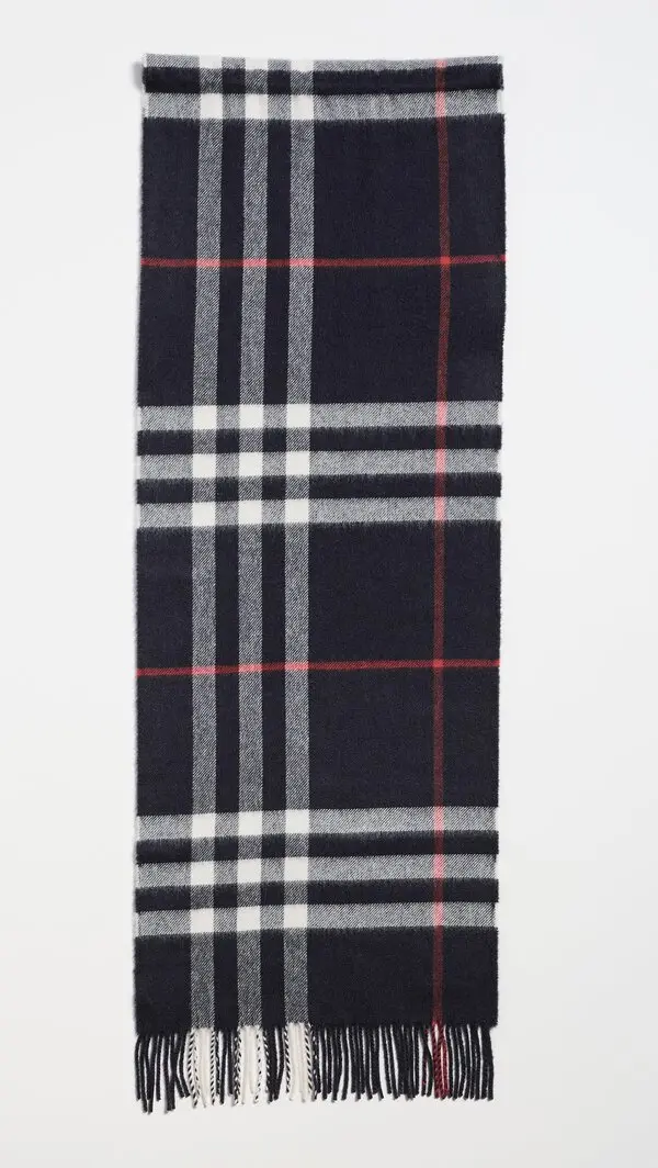 Burberry Giant Check Cashmere Scarf - Navy
