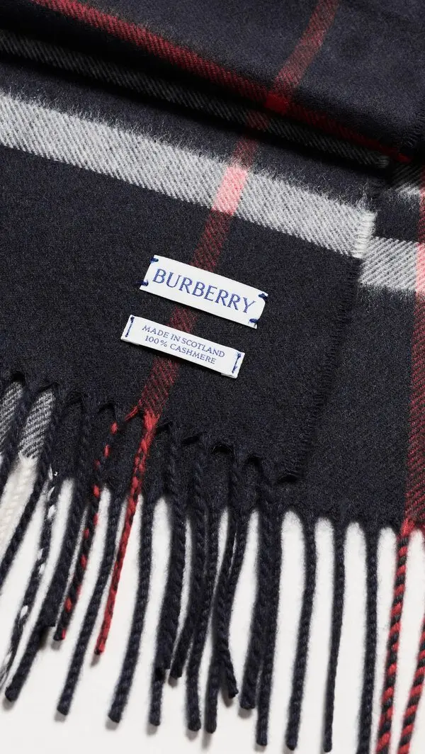 Burberry Giant Check Cashmere Scarf - Navy