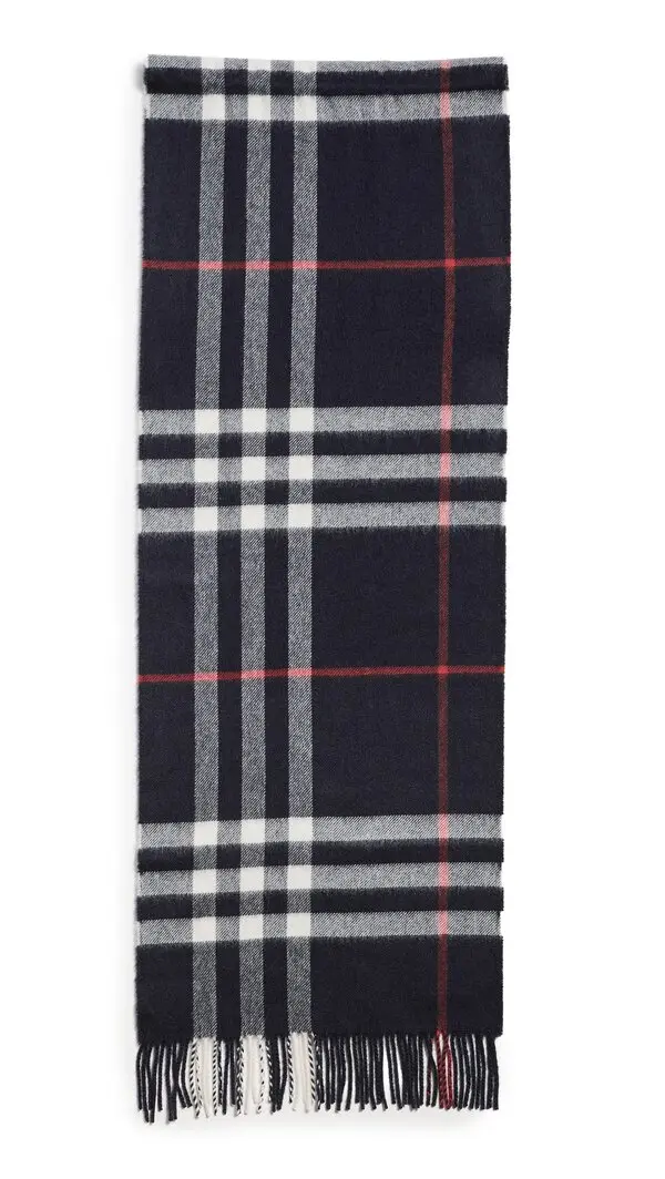 Burberry Giant Check Cashmere Scarf - Navy