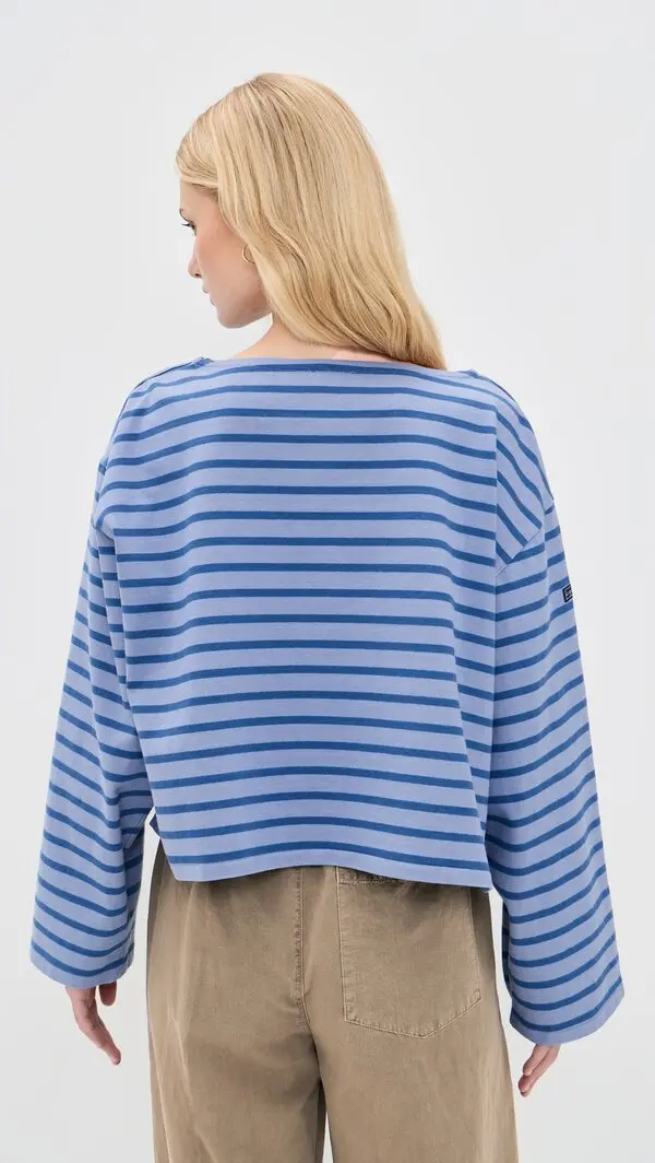 Polo Ralph Lauren Jersey Crop Mariner Long Sleeve Pullover - East Blue/liberty