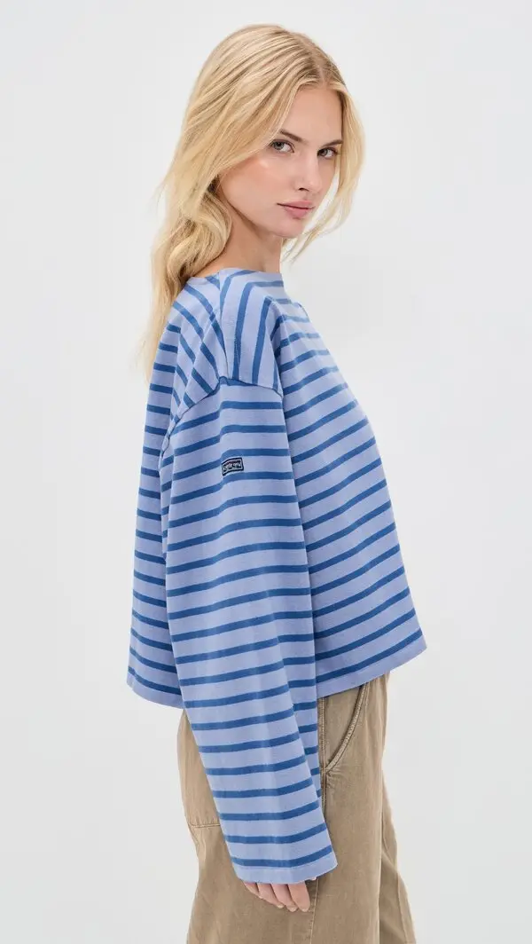 Polo Ralph Lauren Jersey Crop Mariner Long Sleeve Pullover - East Blue/liberty
