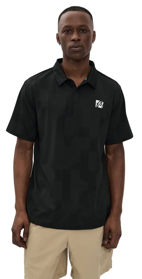 MALBON Performance Mesh Paneled Polo - Black