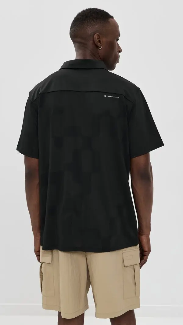 MALBON Performance Mesh Paneled Polo - Black
