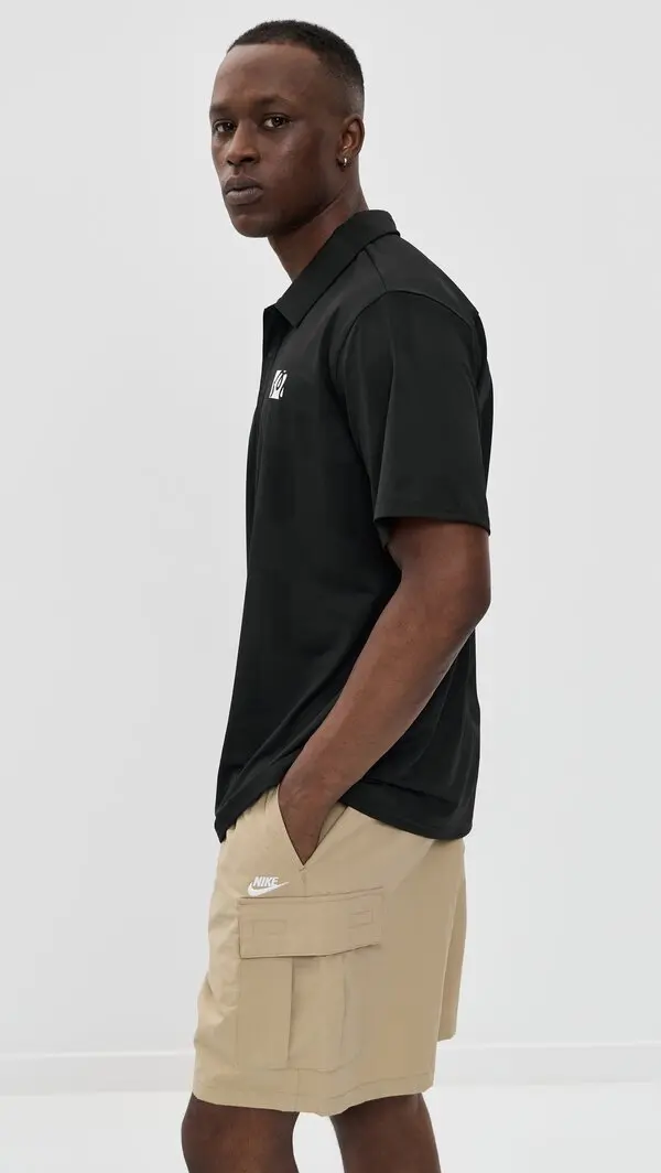 MALBON Performance Mesh Paneled Polo - Black