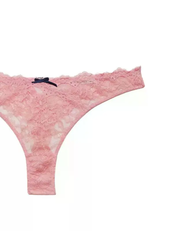 FLEUR DU MAL Bianca Lace Thong - Pink