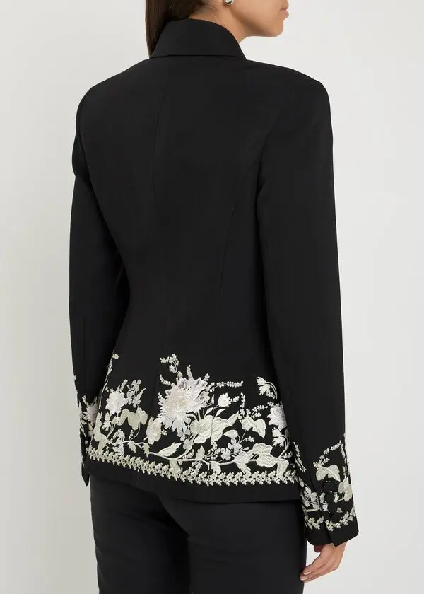 Erdem Floral Embroidered Wool Blazer